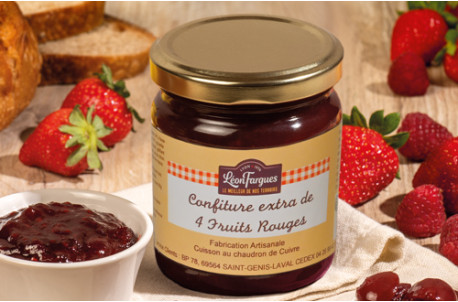 Confiture extra de 4 fruits rouges (fraise, griotte, framboise, groseille)
